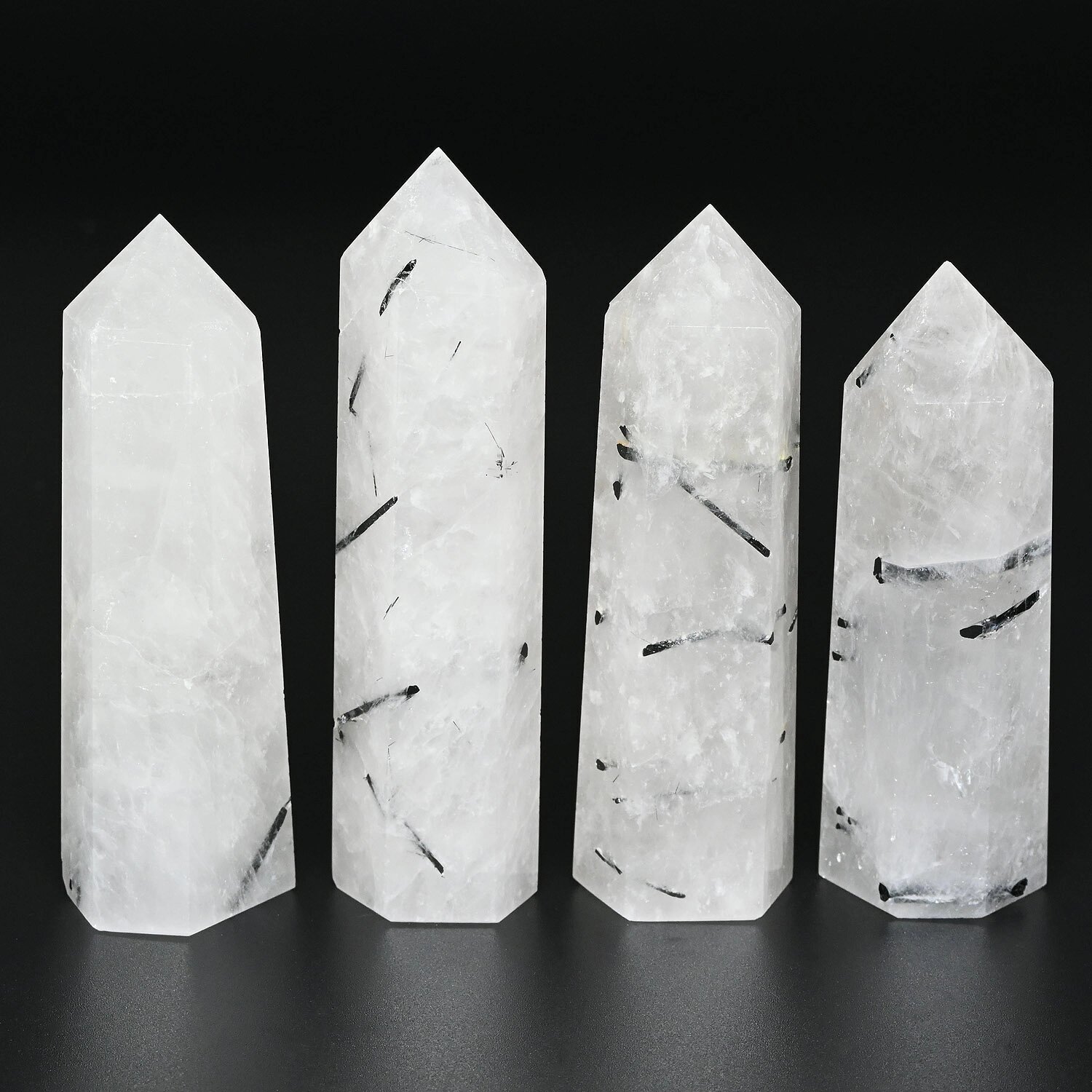 Кристалл из горного хрусталя с турмалином "Карандаш" 21*21*75мм, 55-75г .