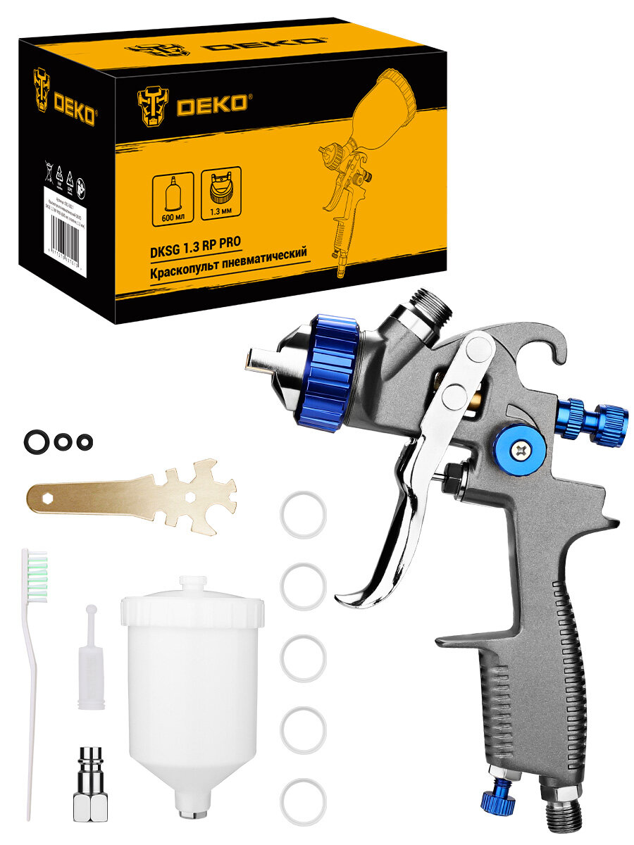 Краскопульт пневматический DEKO DKSG 1.3 RP PRO (600 мл, пластик, 1.3 мм)