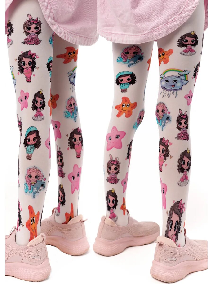 Колготки TTights, 50 den, размер 5-7 лет, белый, коричневый, черный, бежевый, синий — фото 1