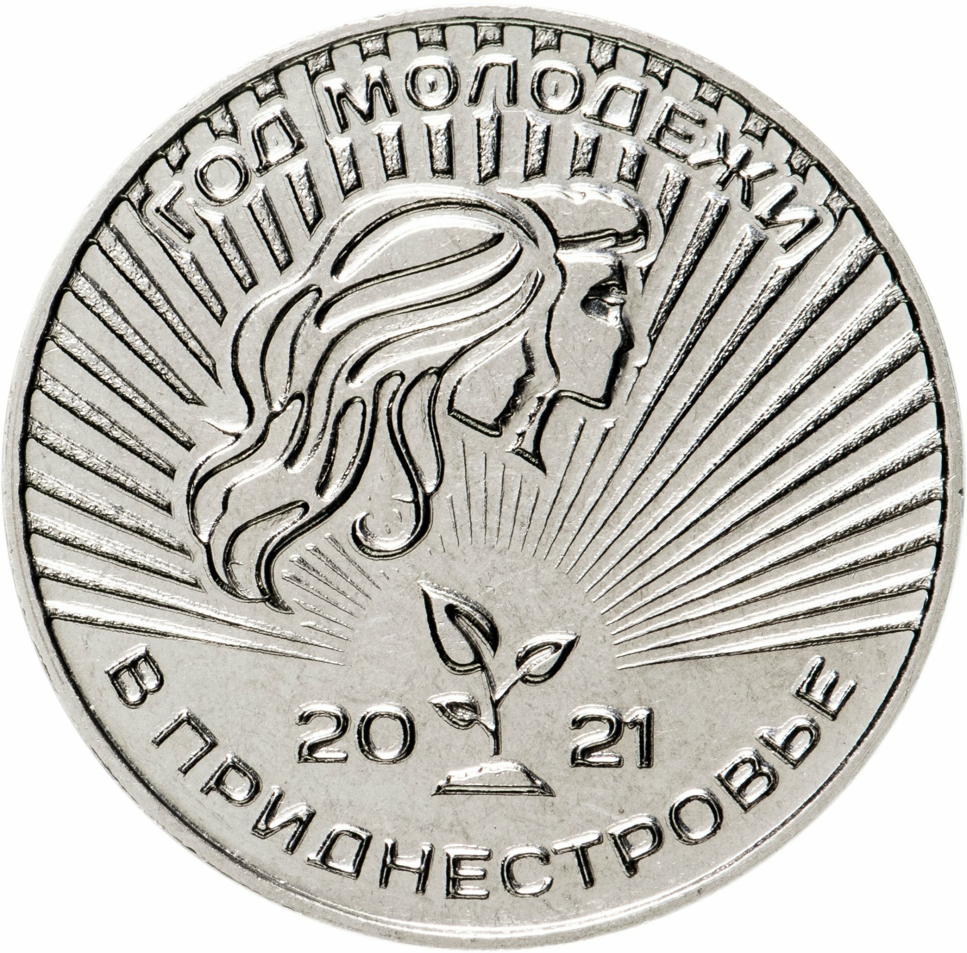 Приднестровье 25 рублей 2021 "Год молодежи в Приднестровье", Никелированная сталь, в сохранности UNC