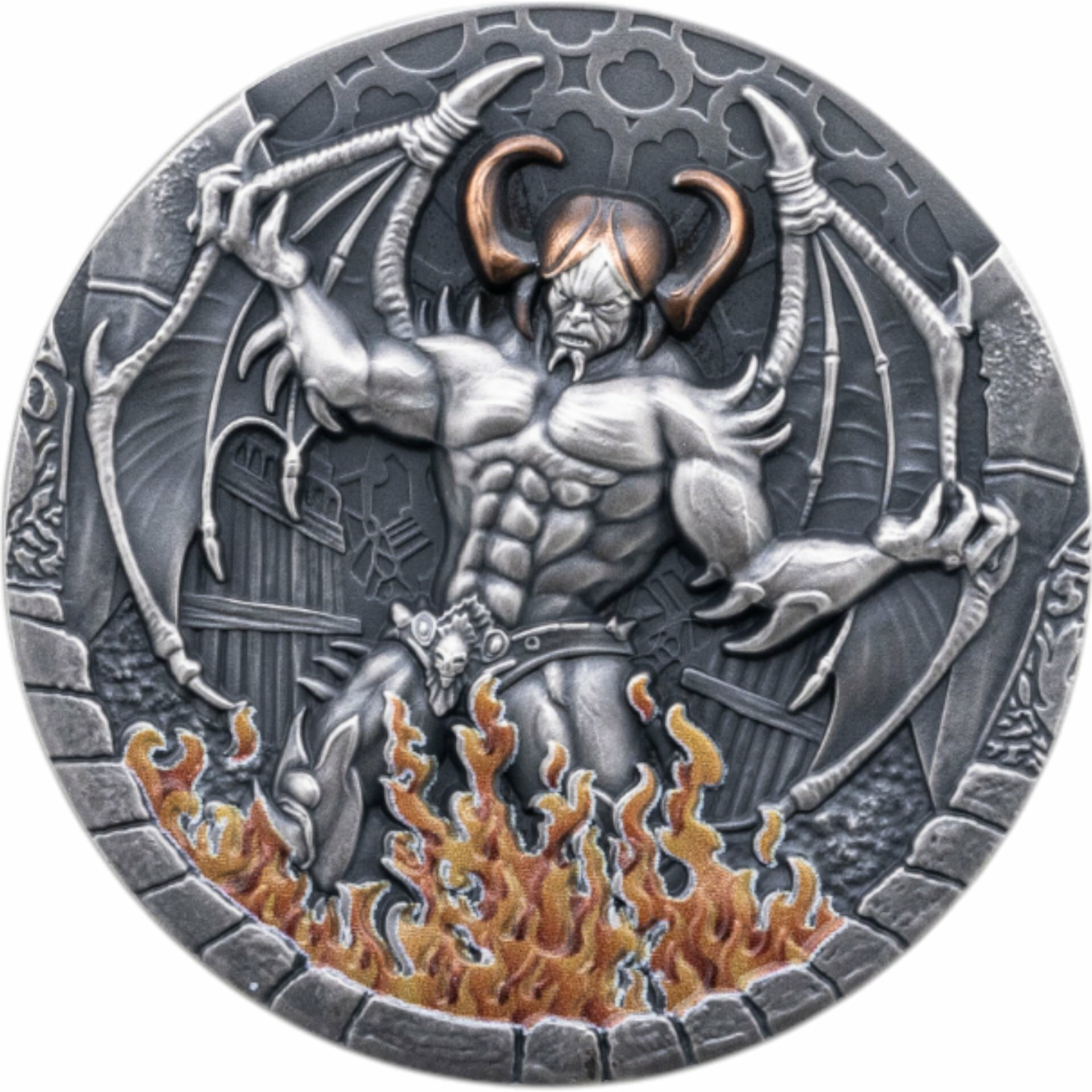 Камерун 2000 франков 2021 "Вельзевул", в футляре с сертификатом, Серебро 999, в сохранности UNC