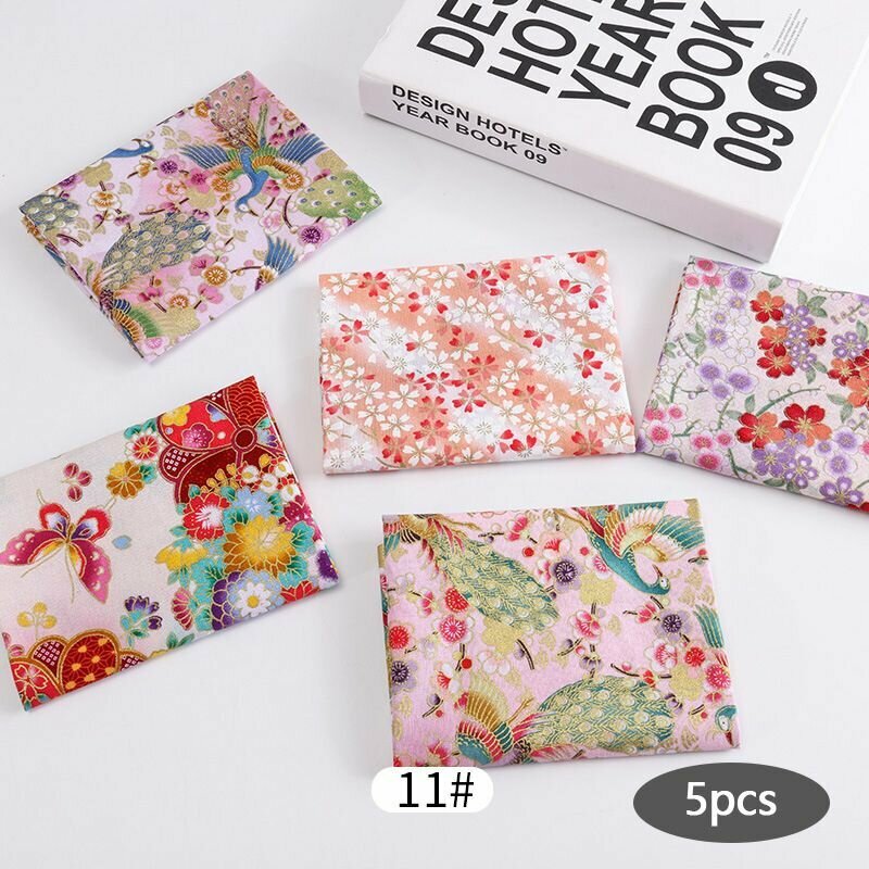 Набор хлопковых тканей для пэчворка и скрапбукинга, 20х25 см, 5 шт, японские узоры для лоскутного шитья, handmade и творчества