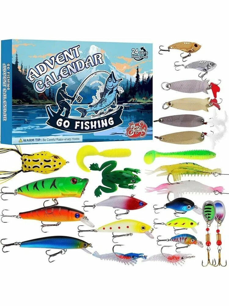 Календарь с обратным отсчетом на Рождество Рыбалка - 24 - дневная рыбалка в наборе приманки, рождественский сюрприз