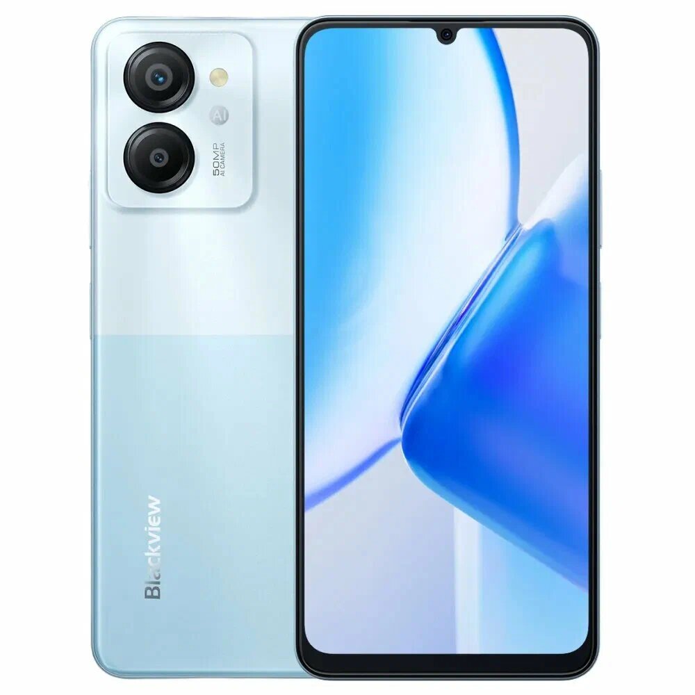 Смартфон Blackview Color 8, 8/256 ГБ, 6000 мАч, 6.5", голубой