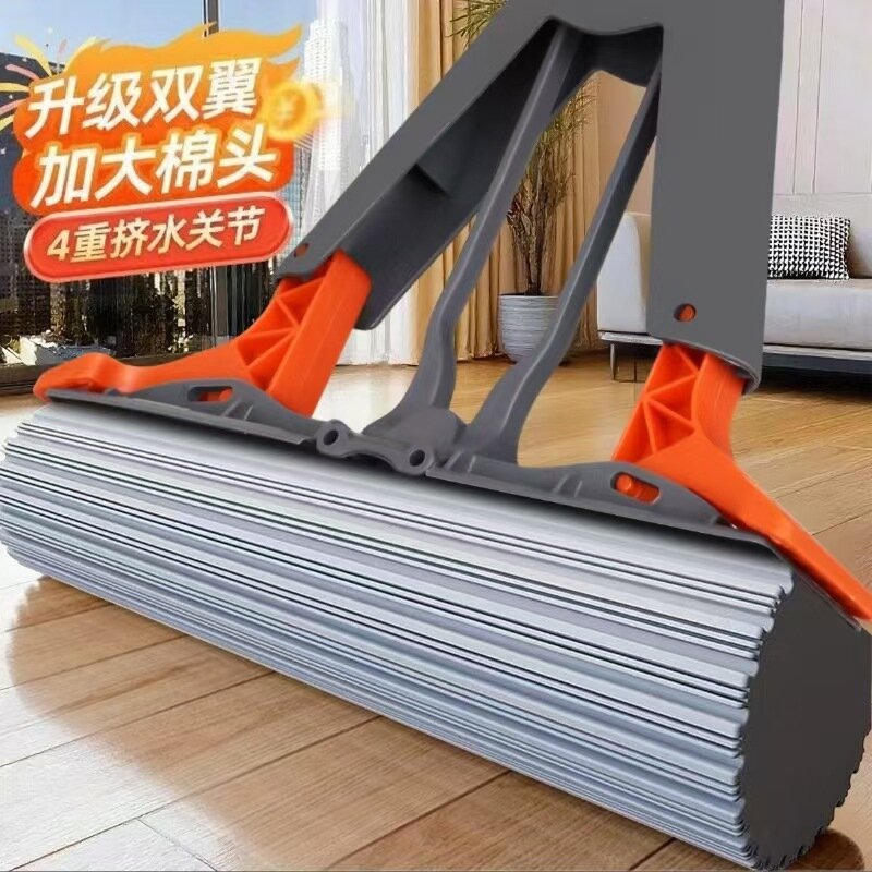 Губчатая швабра с функцией мытья без рук, роликовая швабра, утолщенная, складная, сжимаемая, домашняя ленивая губчатая швабра