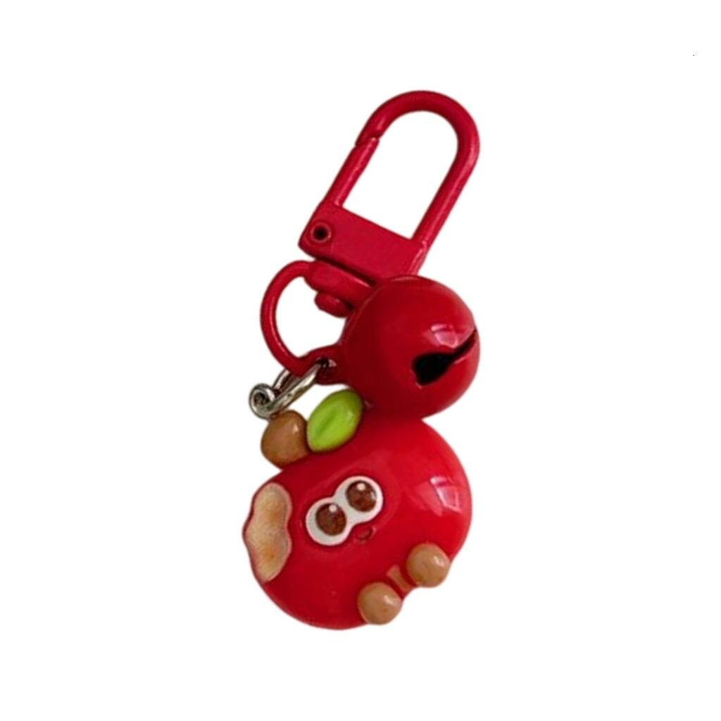 Симпатичный брелок из смолы с яблоками и колокольчиком, красный