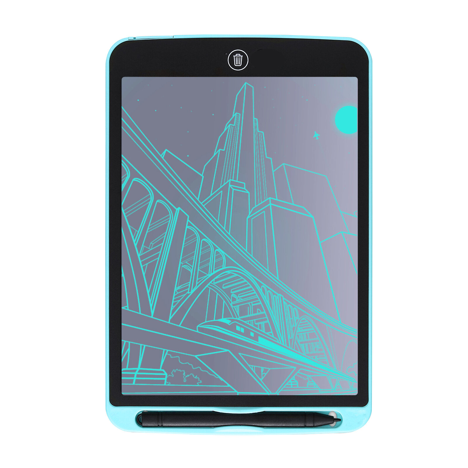 10.5 Inch LCD Writing Tablet Electronic Digital Drawing Board Erasable Writing Pad Single Color Screen One-Click Erase with Lock Button Blue Pink Black ABS Material 1* CR2025 Button Cell 27*16.7*0.5cm 159g for Children Adults Home Office School