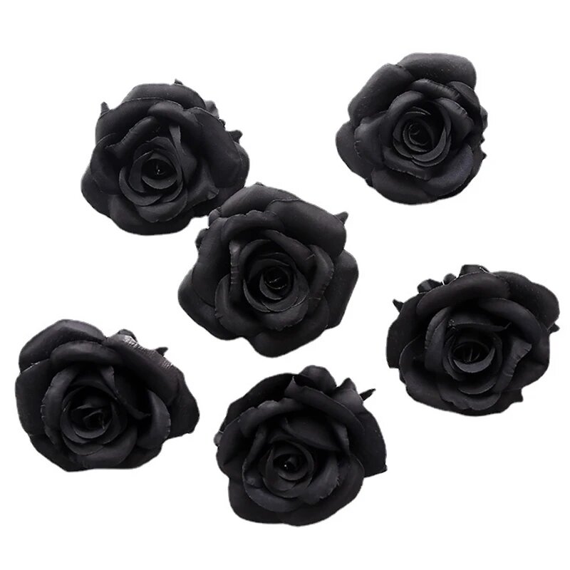 Искусственные черные шелковые розы для Хэллоуина