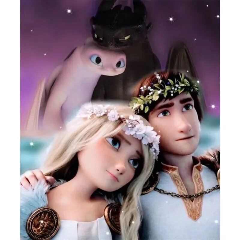 Алмазная Мозаика "Как Приручить Своего Дракона" 40х50 См Алмазная Вышивка / Картина Стразами Подарков / Украшения