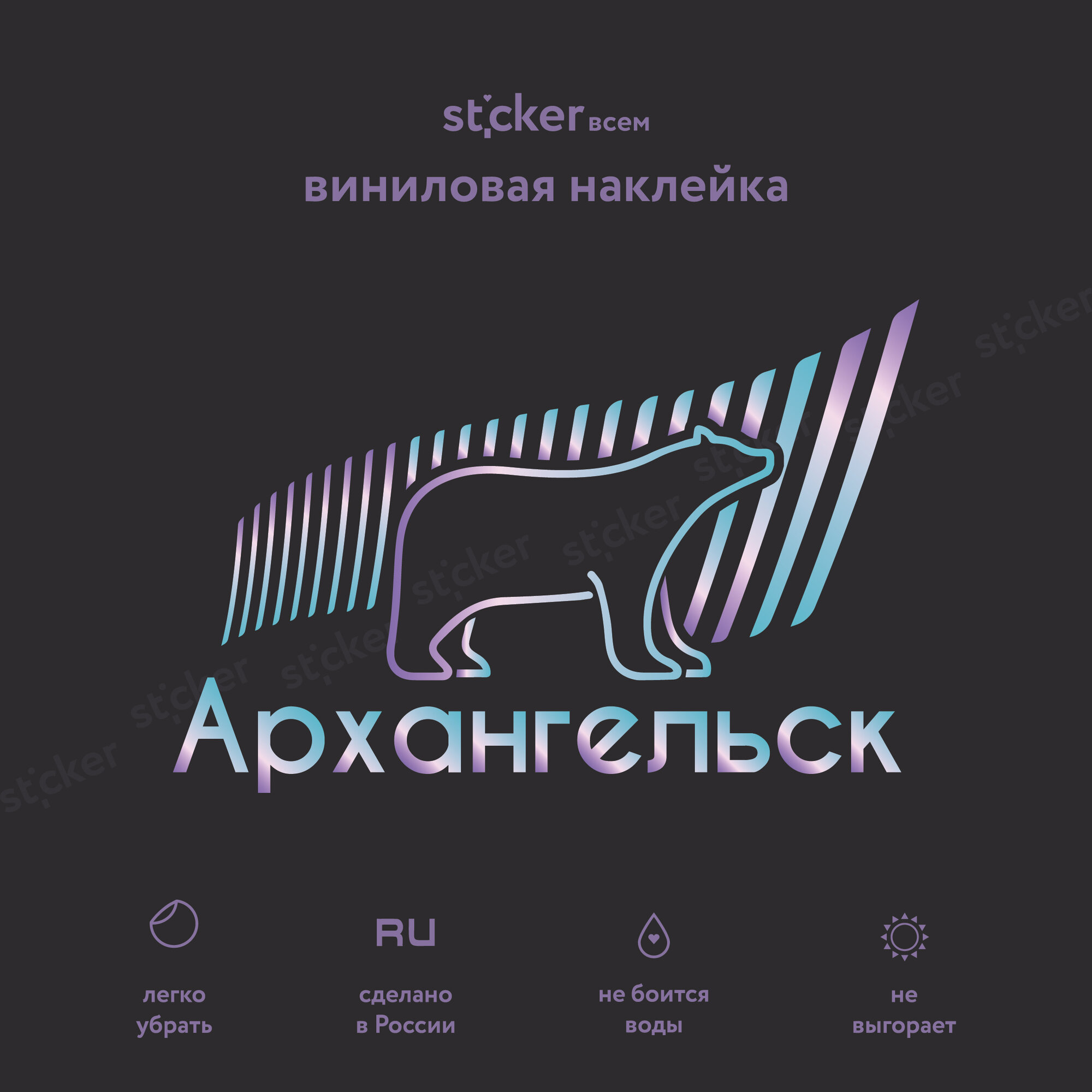 Наклейка виниловая Архангельск / Архангельская область 17х11 см