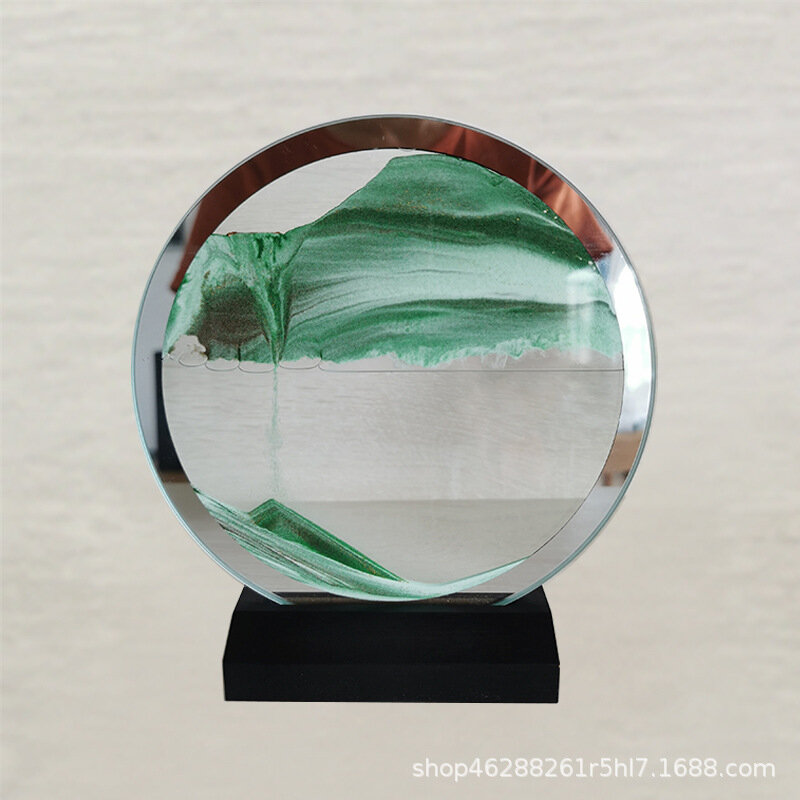 Круглая жидкая песчаная арт-декорация, стеклянная поделка, подарок на день рождения, настольный орнамент, кросс-бордерный продукт