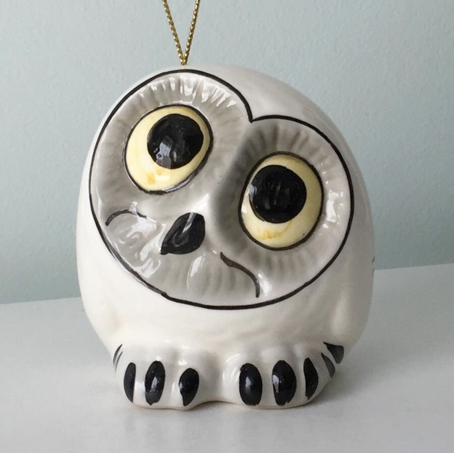 Фаянсовая ёлочная игрушка Сова