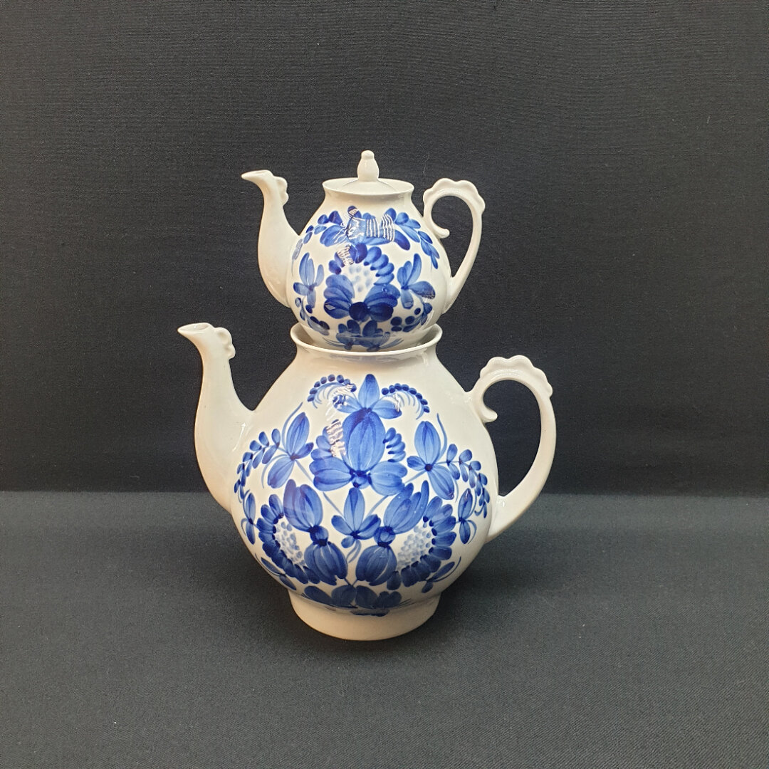 Набор доливных чайников, фарфор, ручная роспись 2,5 л 05 л, винтаж СССР