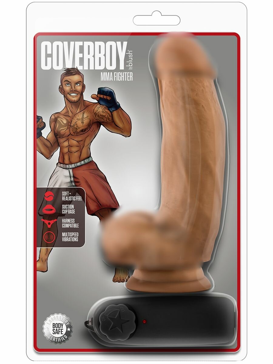 Вибратор на присоске с выносным блоком управления на проводе "LOVERBOY MMA FIGHTER 7INCH COCK MOCHA" 12.7см