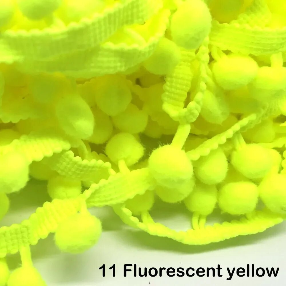 Лента с помпонами, FluorescentGreen, 5 ярдов
