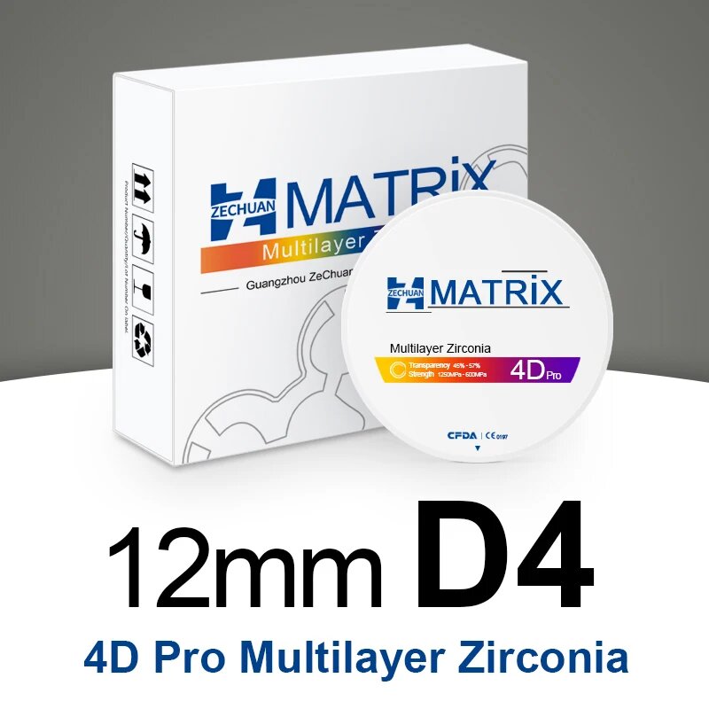 ZECHUAN MATRIX CAD CAM System 4D Pro Многослойные циркониевые блоки 98X12mm D4