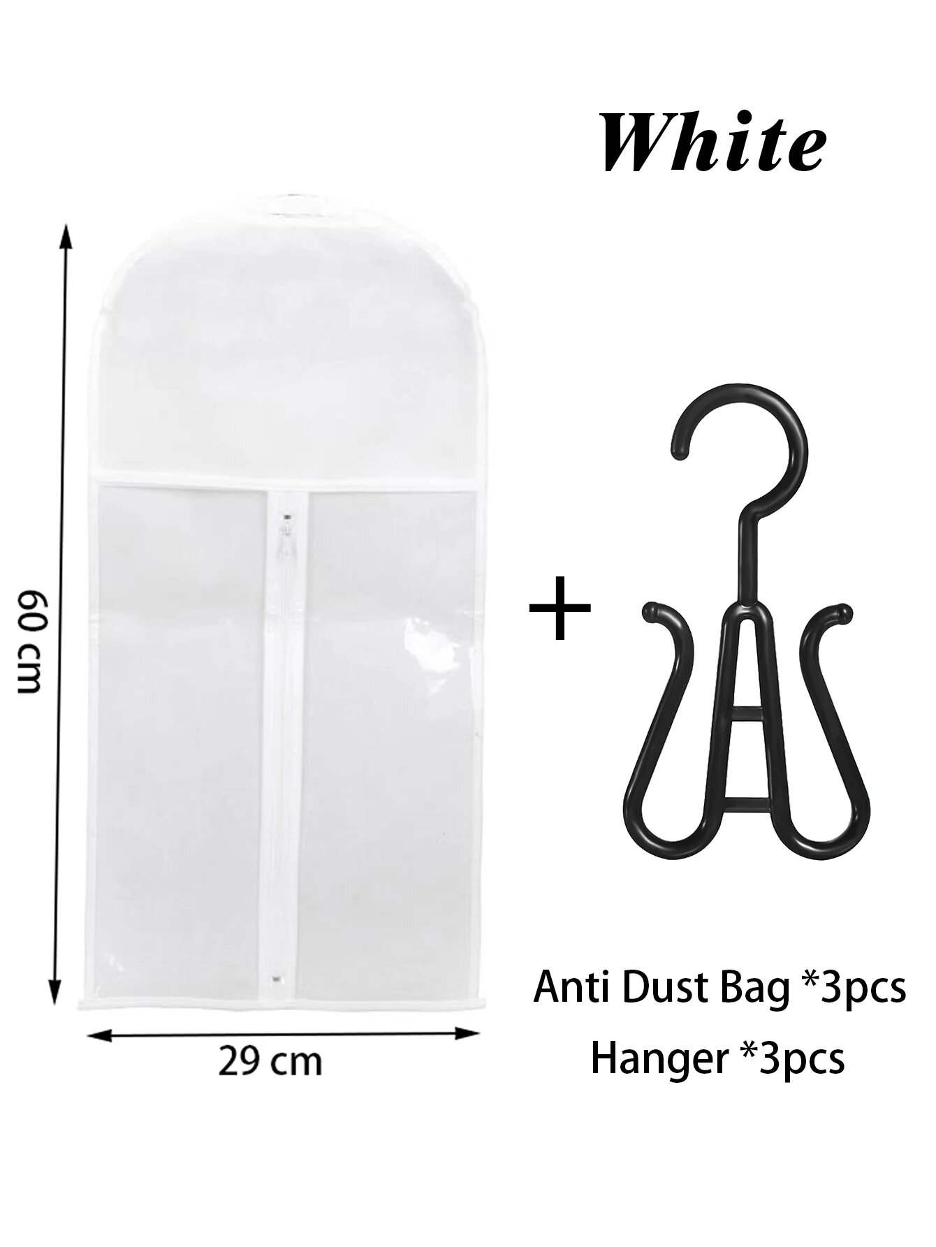 3 шт. Чехлы для париков White 60x29 см