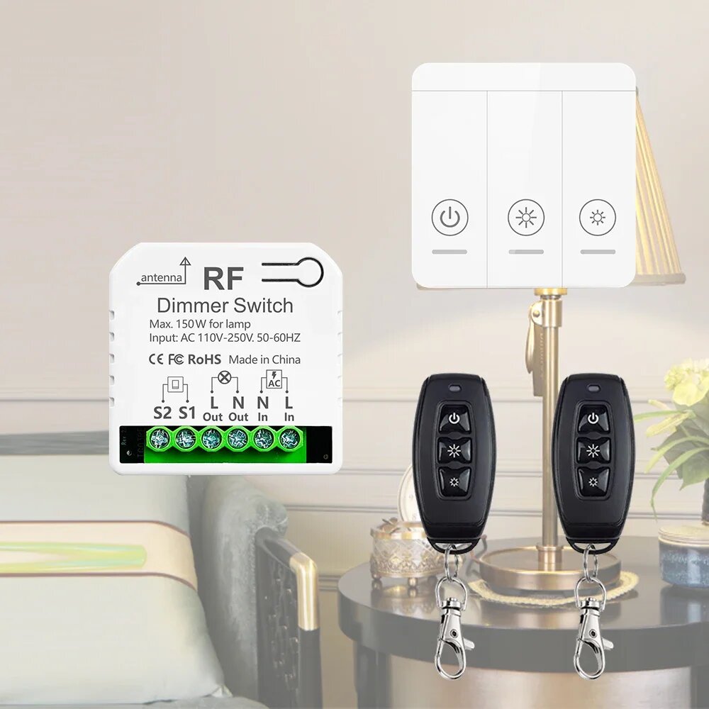 Беспроводной диммер RF433 220В 1 Receiver 2r1p