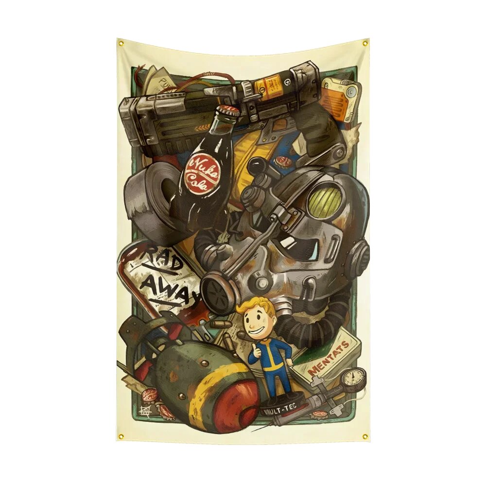 3x5 футов игровой флаг F-F-Fallouts полиэстер с цифровой печатью баннер для гаража настенное украшение для двери с латунными втулками
