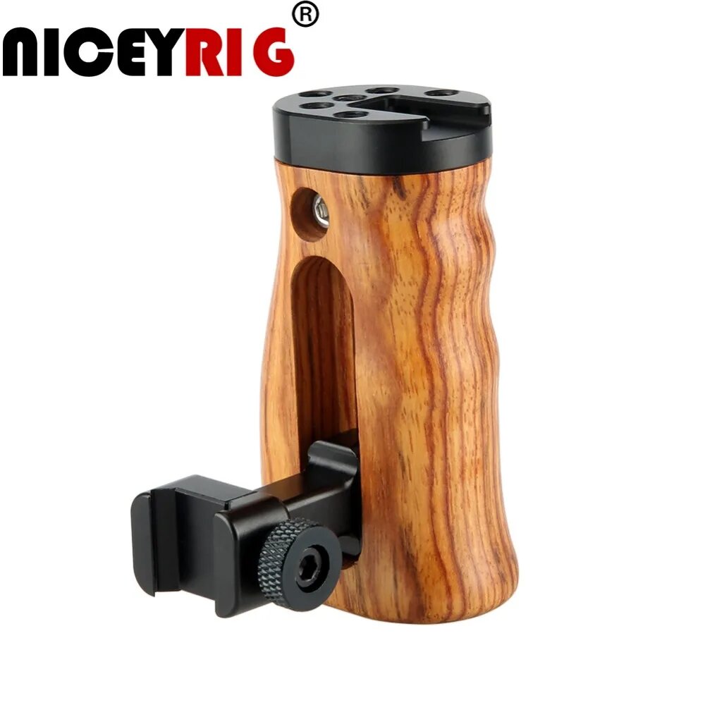 Деревянная ручка для камеры NICEYRIG, ручка для зеркальной камеры, стабилизатор для камеры, деревянная ручка, зажим для рейки НАТО, пластина для холодного башмака, сырная пластина, 1/4 дюйма, установка для микрофона
