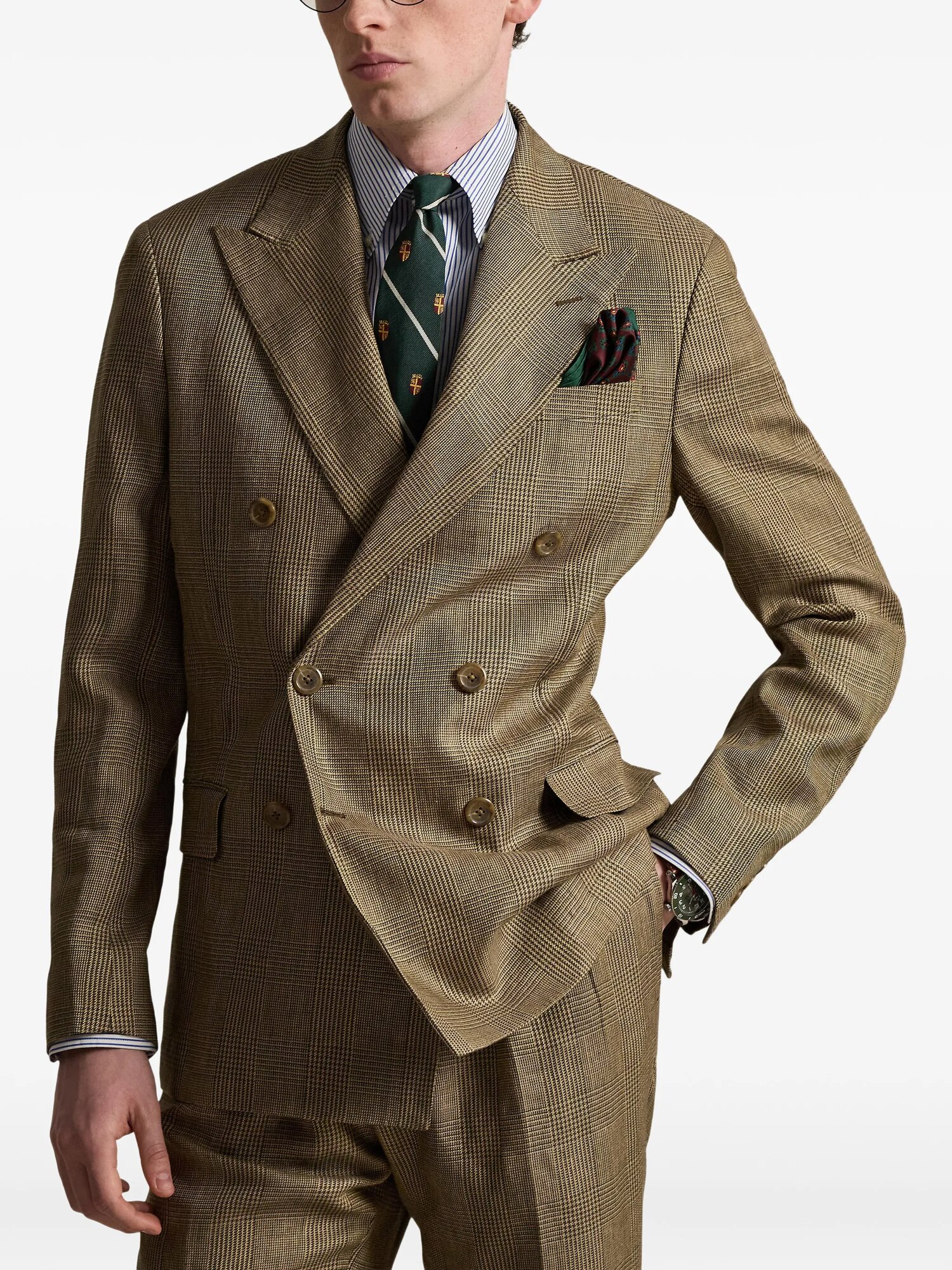 Пиджак Polo Ralph Lauren Glen-plaid double-breasted blazer, размер 40, разноцветный — фото 1