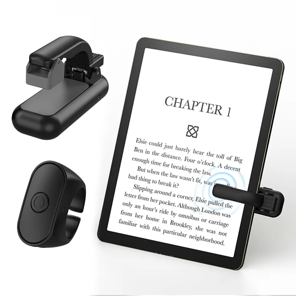 Устройство для переворачивания страниц электронных книг совместимое с Kindle, черное, беспроводное, с технологией 2.4 ГГц, аккумуляторное