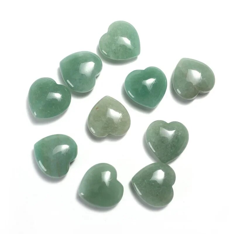 Натуральные аметистовые камни в форме сердца Изумрудный, 10 pcs, GreenAventurine 30pc