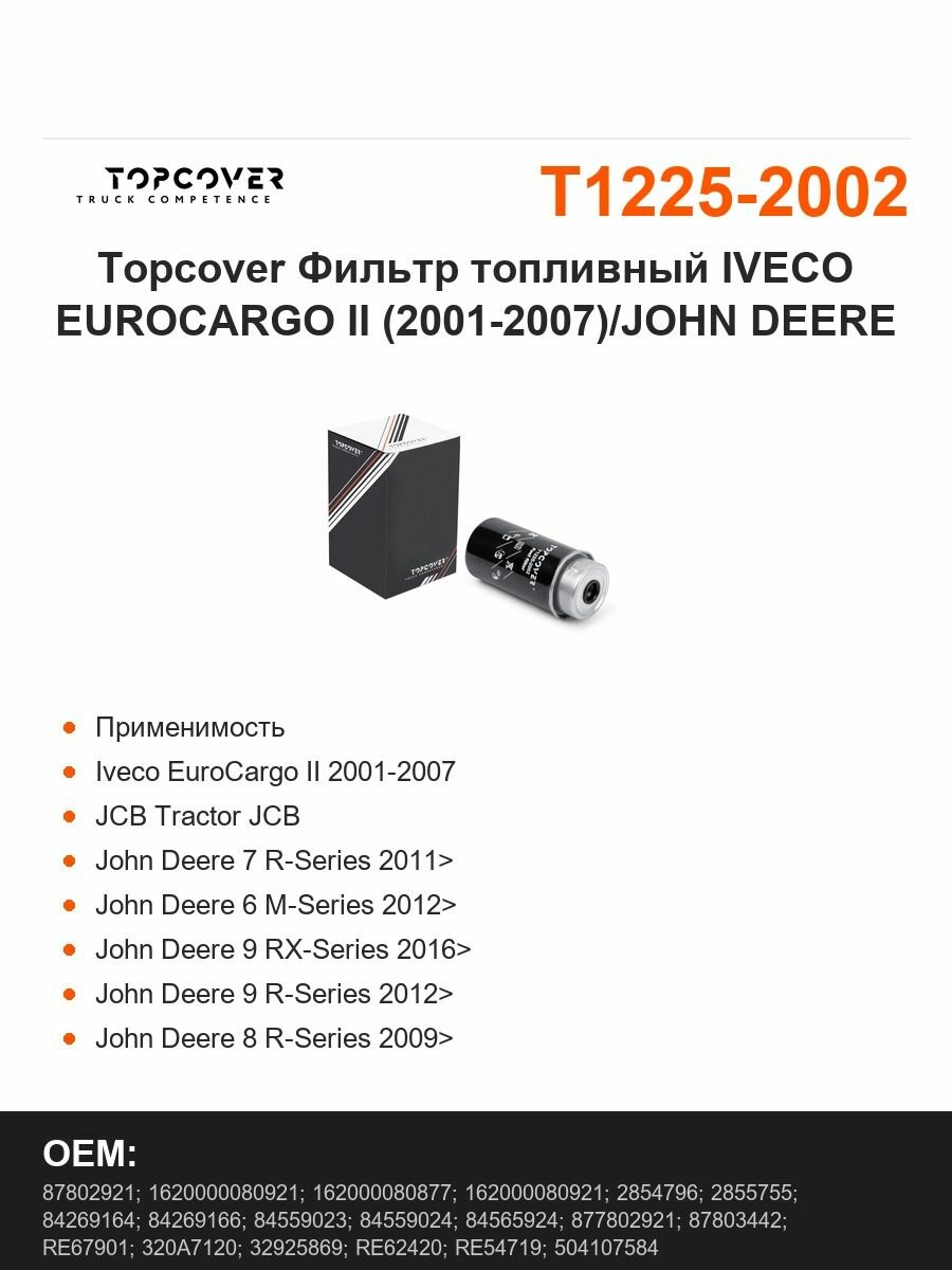 Topcover Фильтр топливный IVECO EUROCARGO II (2001-2007)/JOHN DEERE