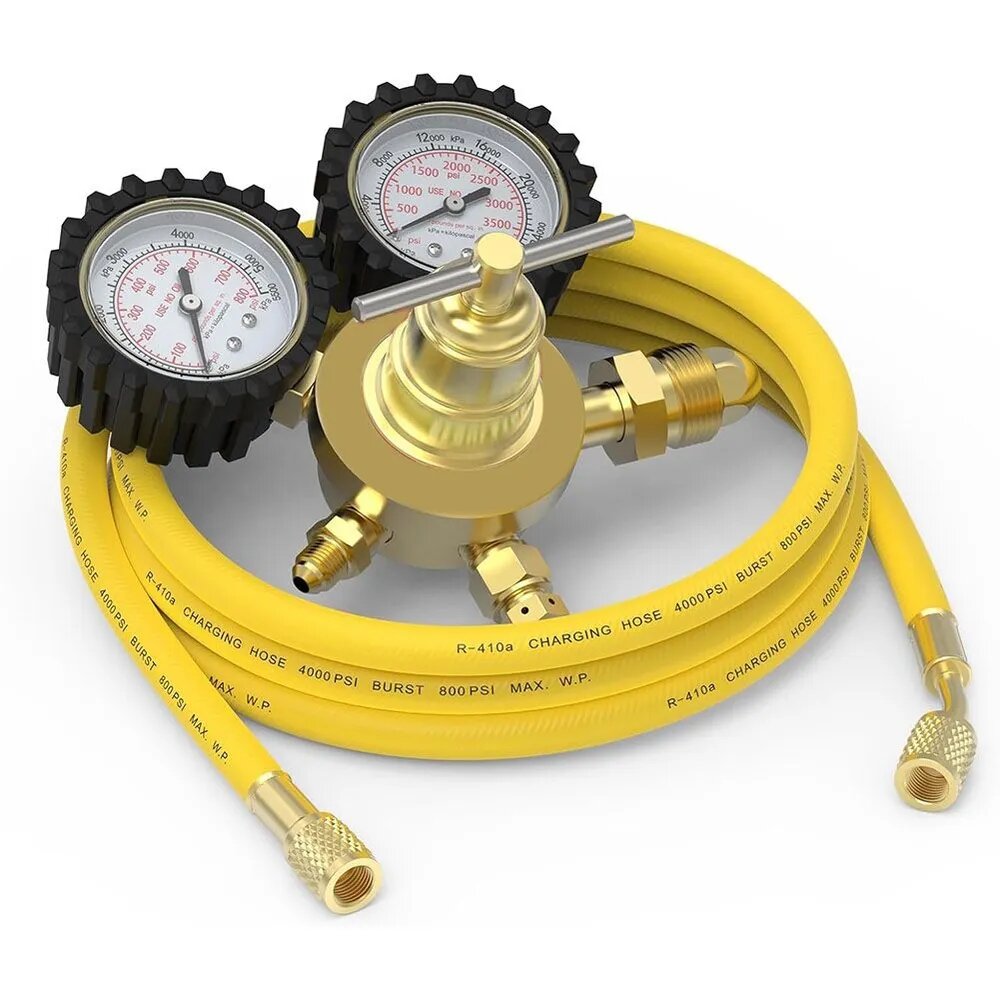 Регулятор азота + шланг, выходное давление 0-800 PSI и 0-4000 PSI, входное соединение CGA580 1/4 дюйма с наружной резьбой