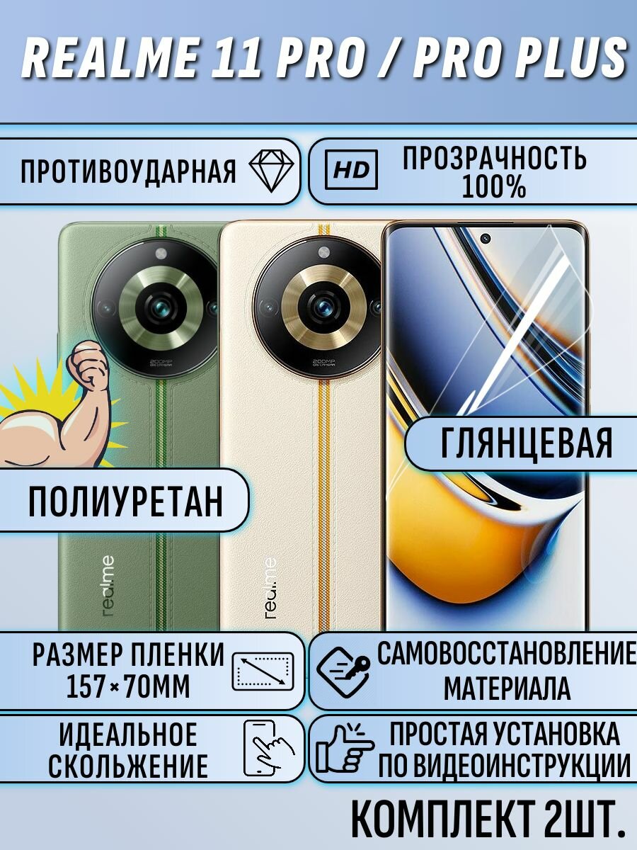 Гидрогелевая пленка realme 11 pro / 11 Pro Plus / реалми 11 про / 11 про плюс 2 шт