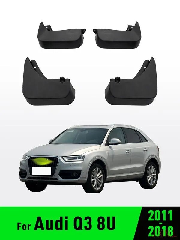 Брызговики для Audi Q3 8U 2011-2014, комплект 4 шт, черные, ABS пластик