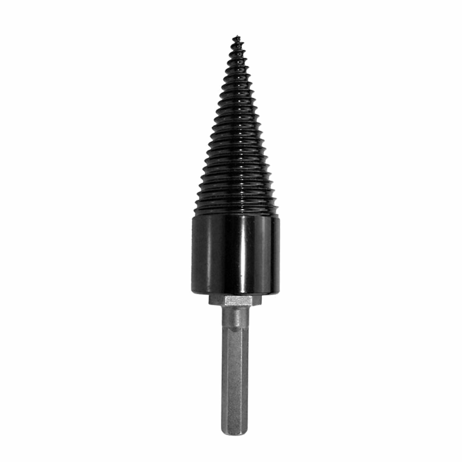 Бур для раскола древесины Firewood Log Splitter Drill Bit Heavy Duty Drill Screw Cone Driver 32mm с съемным шестигранным наконечником, 42mm, черный, угловой рукоятка, круглая рукоятка, шестигранная рукоятка, углеродистая сталь, 1 шт.