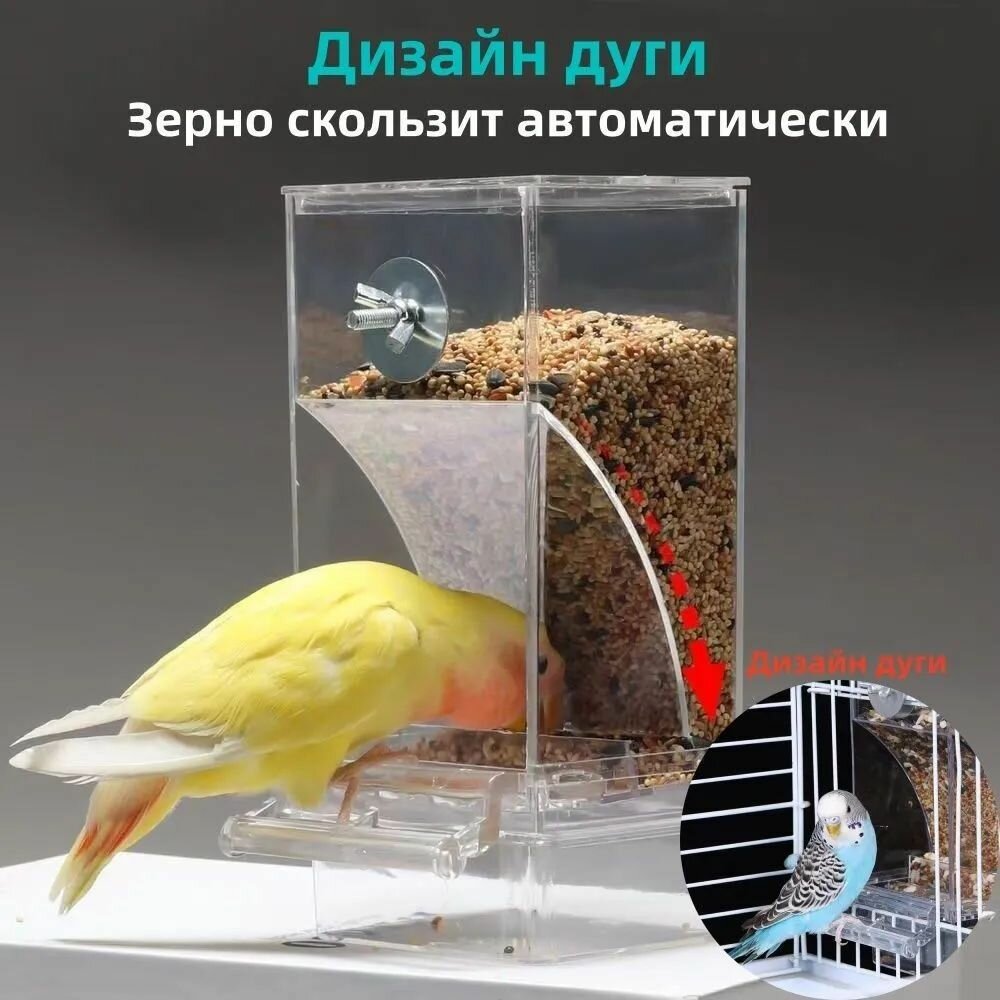Кормушка для птиц, автоматическая, кормушка для попугаев, Без беспорядка