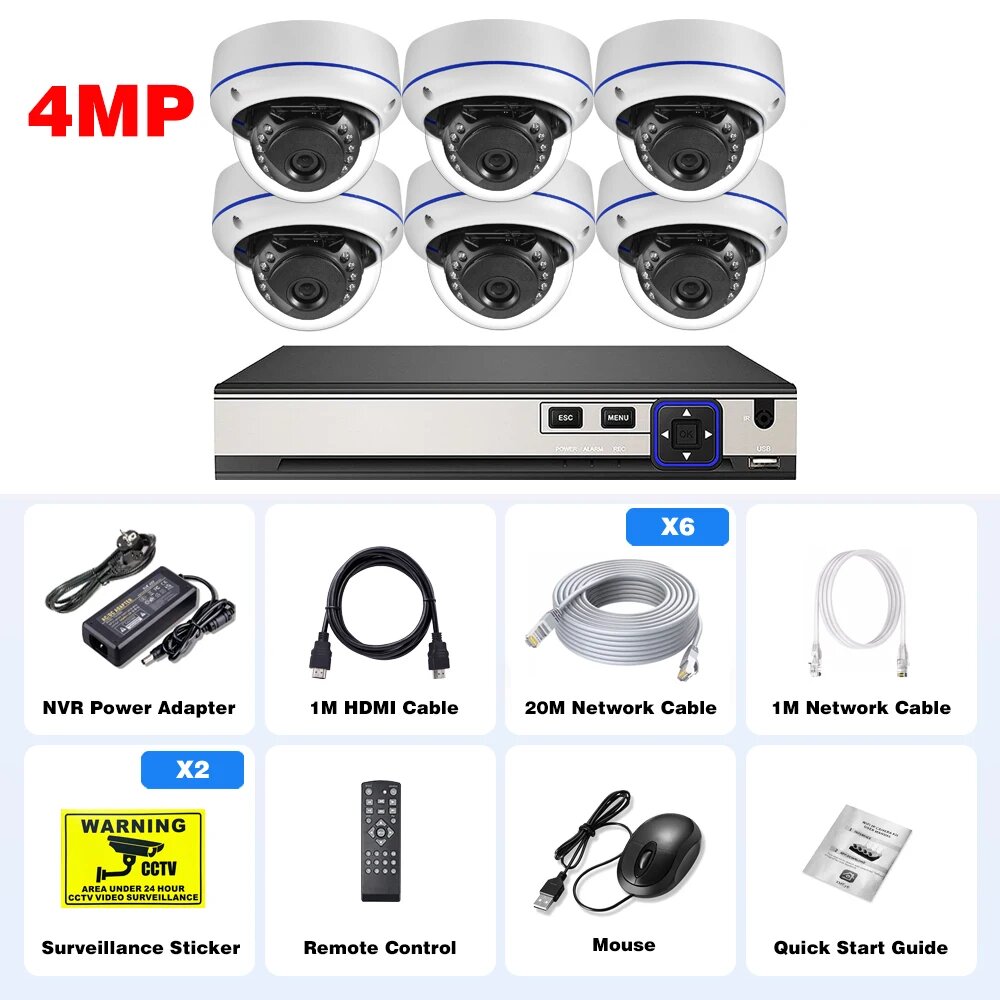 Система видеонаблюдения Gadinan 10CH 8MP 4K POE Dome Security Camera System IP Set 4MP ударопрочная домашняя аудиосистема CCTV для видеонаблюдения и защиты