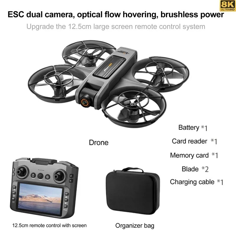 Дрон 2025 New S156 GPS 8K Professional HD с двойными камерами 360°, 5G WIFI, безщеточных двигателями, функцией обхода препятствий и складывающимся квадрокоптером-игрушкой
