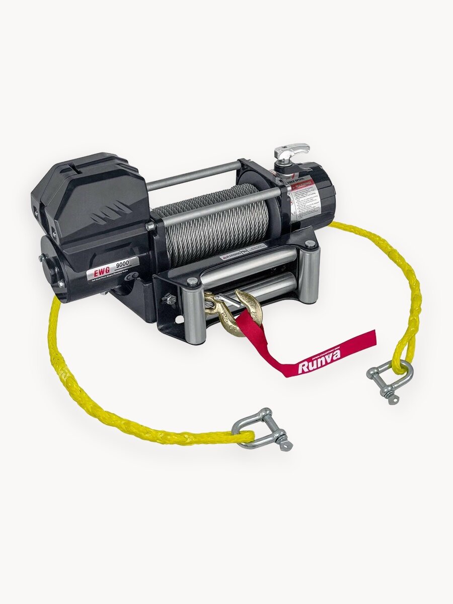 Лебёдка переносная РИФ 9000 c облегчённой площадкой и проводами (стальной трос) арт. EWG9000U-KIT1