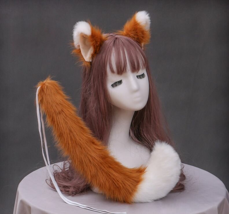 Набор для косплея ушки лисы и хвост на ободке легкий, удобный, для аниме, Хэллоуина и тематических вечеринок
