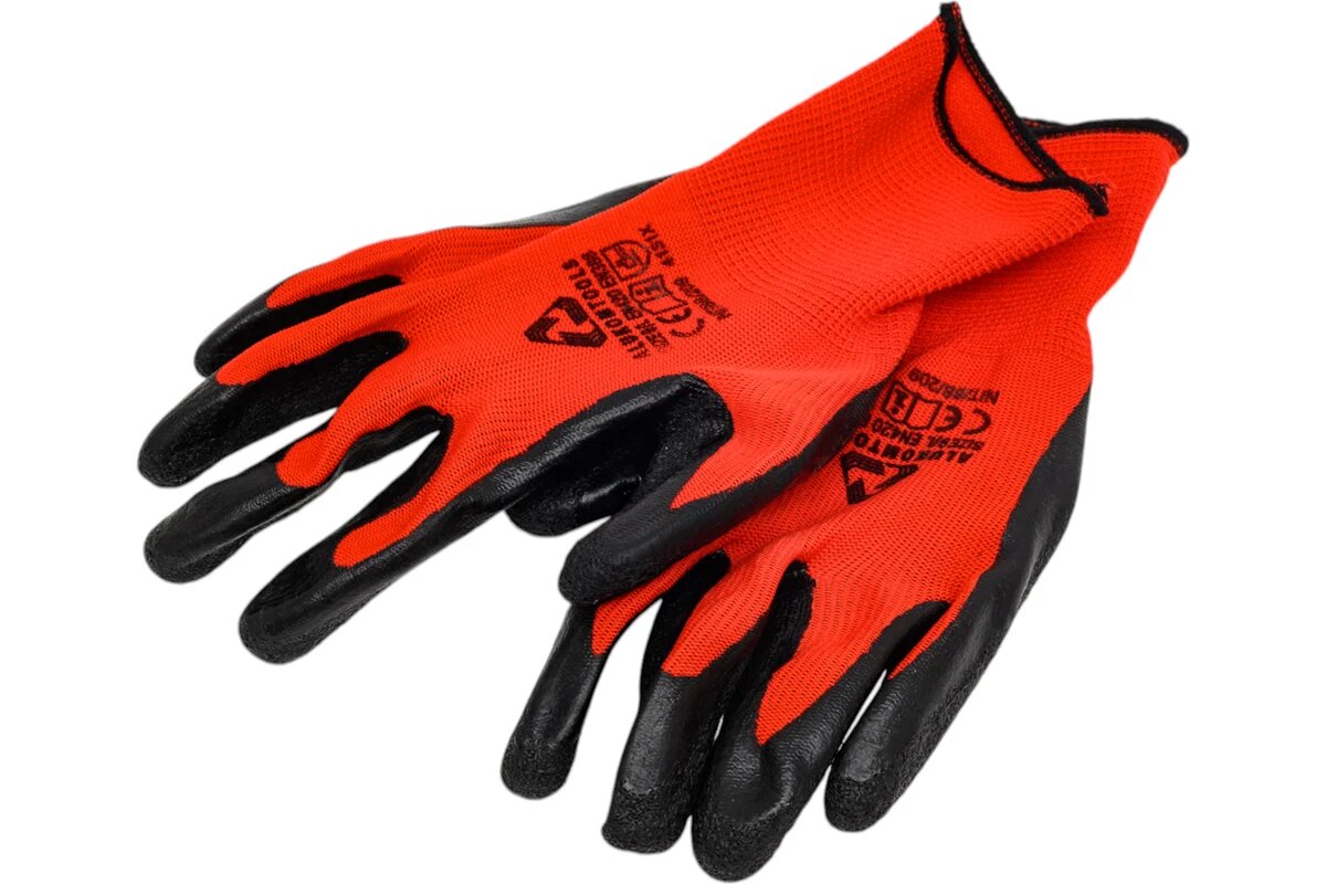 ALUKOMTOOLS Перчатки рабочие полиамидные с латексным покрытием обливные размер 9/L 8868