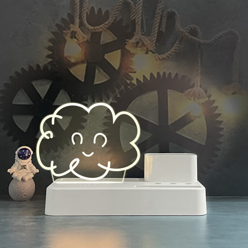 Ночник "Облако улыбки", акриловый, с лампой, держатель ручки, для канцелярских принадлежностей