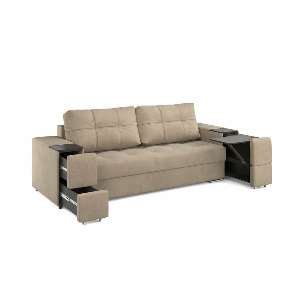 Прямой диван-кровать Бруклин, на независимом пружинном блоке, металлический каркас, с журнальным столиком