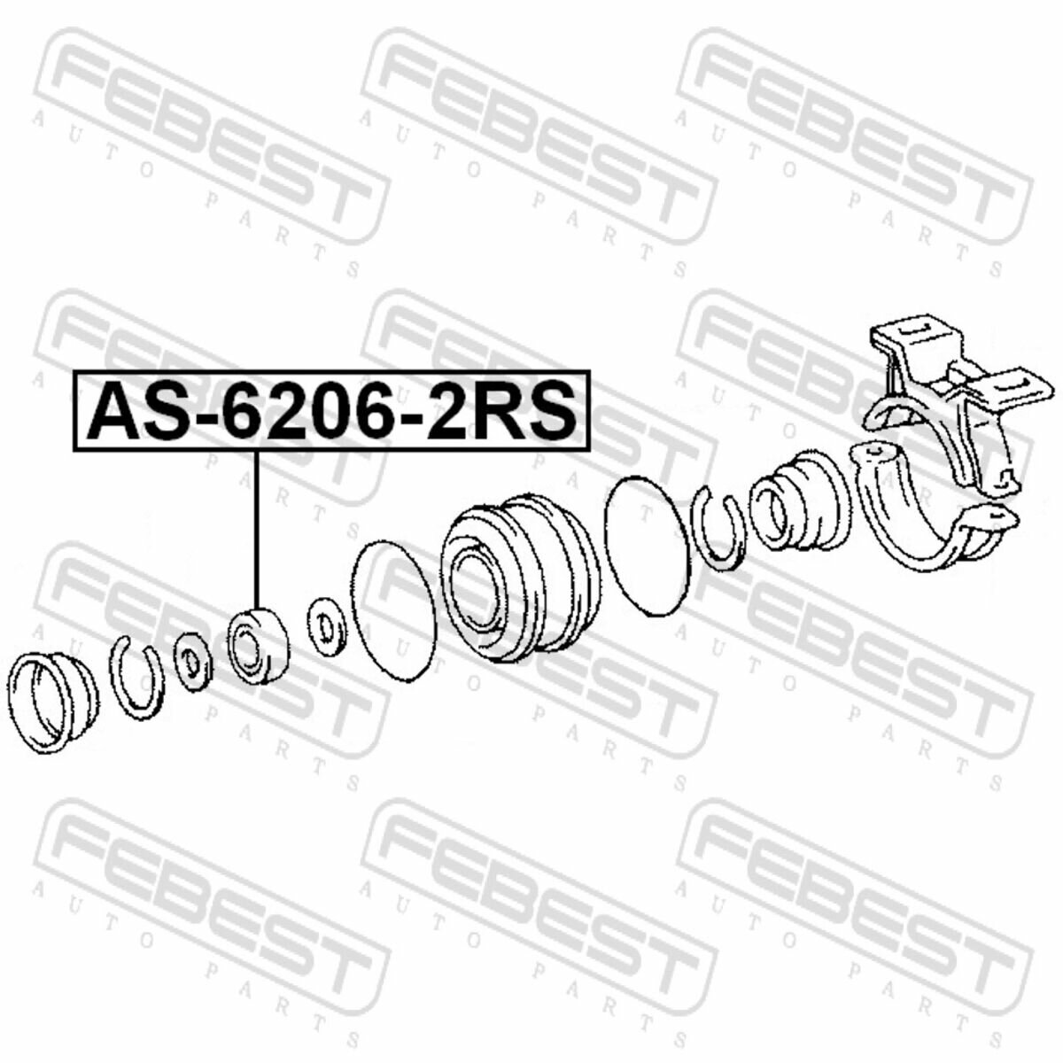 Подшипник Шариковый 30X62X16(Febest As-6206-2Rs)