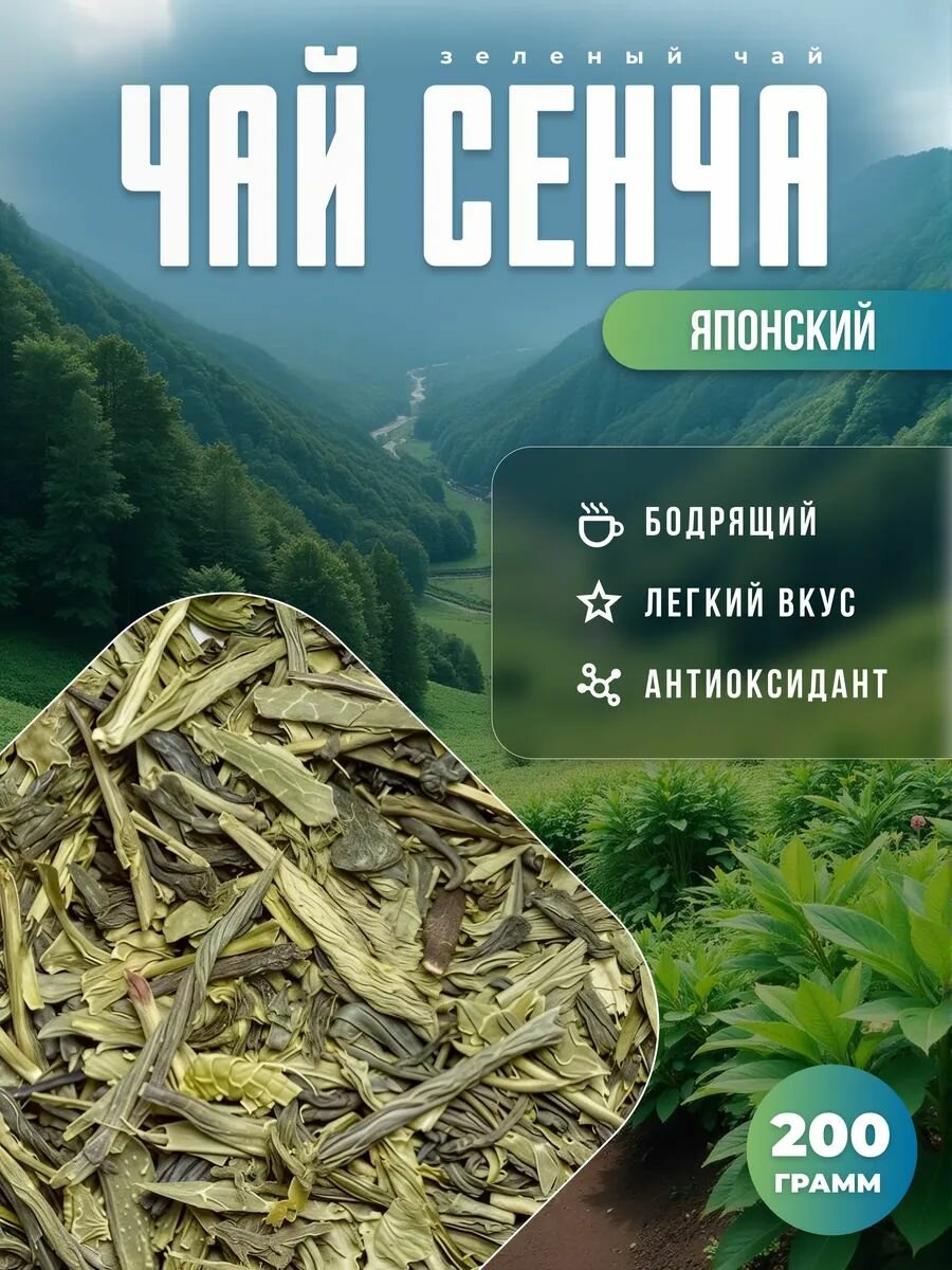 Премиальный чай зеленый Чай Сенча ароматный листовой 200г