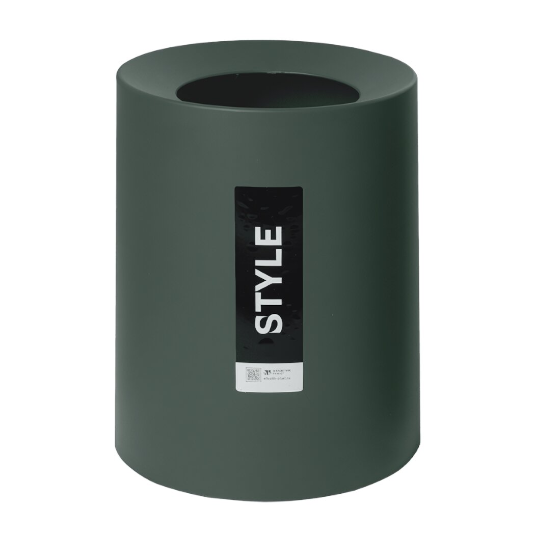 Корзина для бумаг Sтилъ 12л темно-зеленая, легкая и прочная для дома