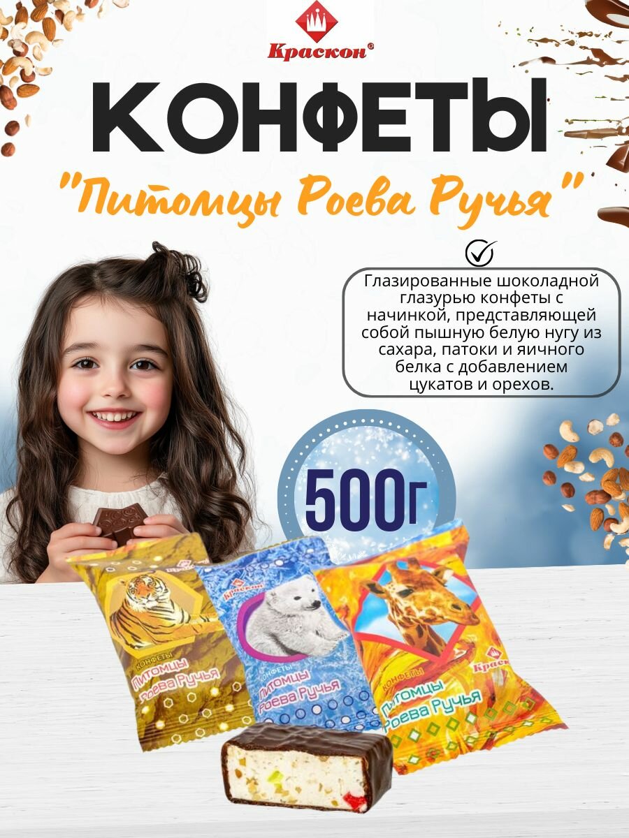 Конфеты Шоколадные Суфле Питомцы Роева Ручья с Цукатами 500гр