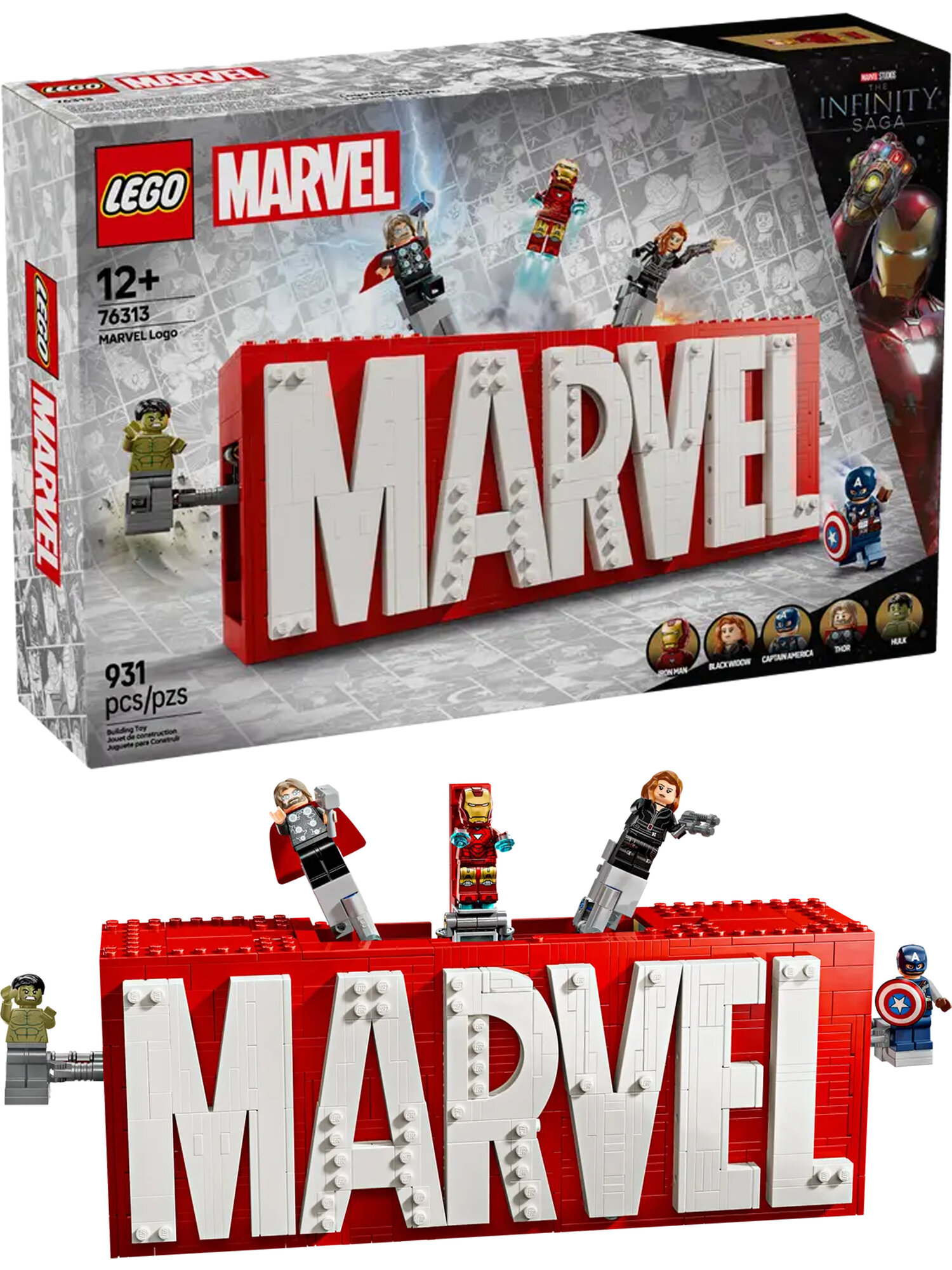 LEGO Marvel 76313 Логотип и минифигурки MARVEL (931 деталь)