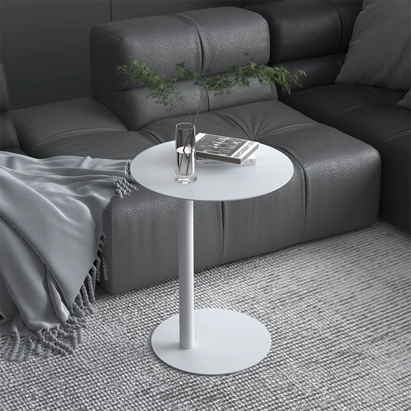 Дизайнерский круглый металлический журнальный стол в современном стиле (белый) 40х50