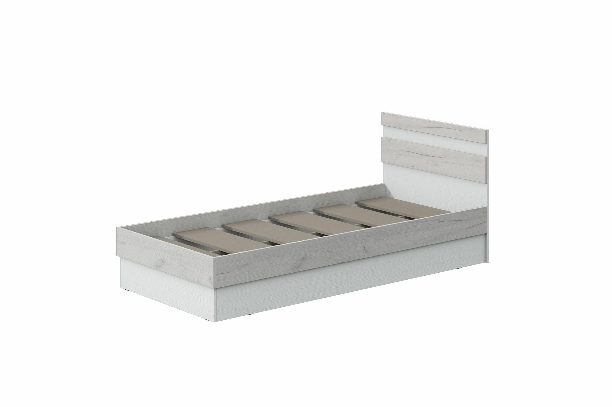 Кровать МС "Соната" цвет Белый Текстурный, Дуб Крафт Белый, 90 см , подростковая для подростка мальчика и девочки, напольная, односпальная