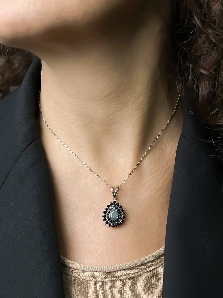 Подвеска, красное золото, 375 проба, шпинель, александрит