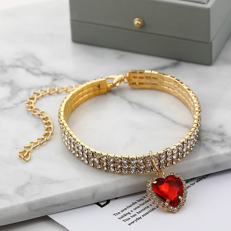 Ошейник-украшение Украшение для животных Колье с 3 рядами искусственных бриллиантов