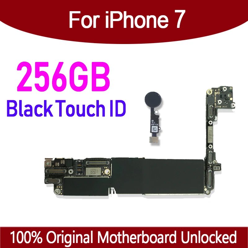 Оригинальная Заводская разблокированная материнская плата 32 Гб 128 ГБ 256 ГБ для iPhone 7 с Touch ID чистая логическая плата iCloud iOS 256GB - Black